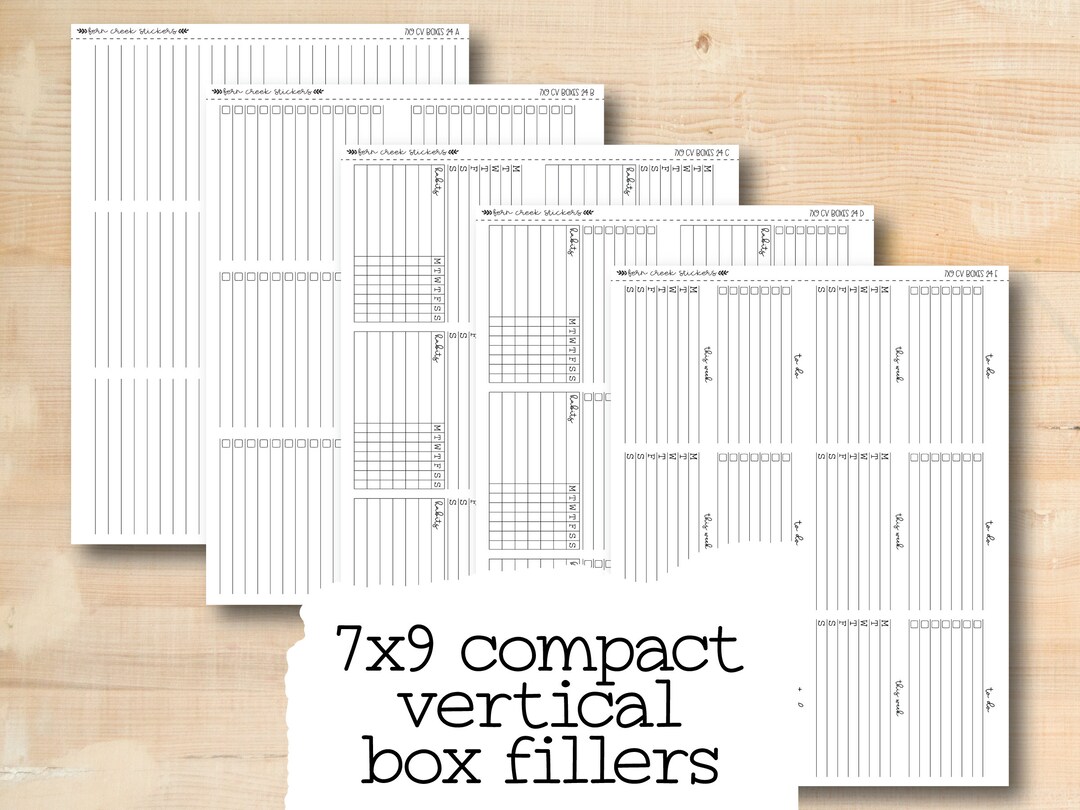 7x9 CV-BOXES24 || 7x9 Compact Vertical Kit Weekly Box Fillers - Etsy