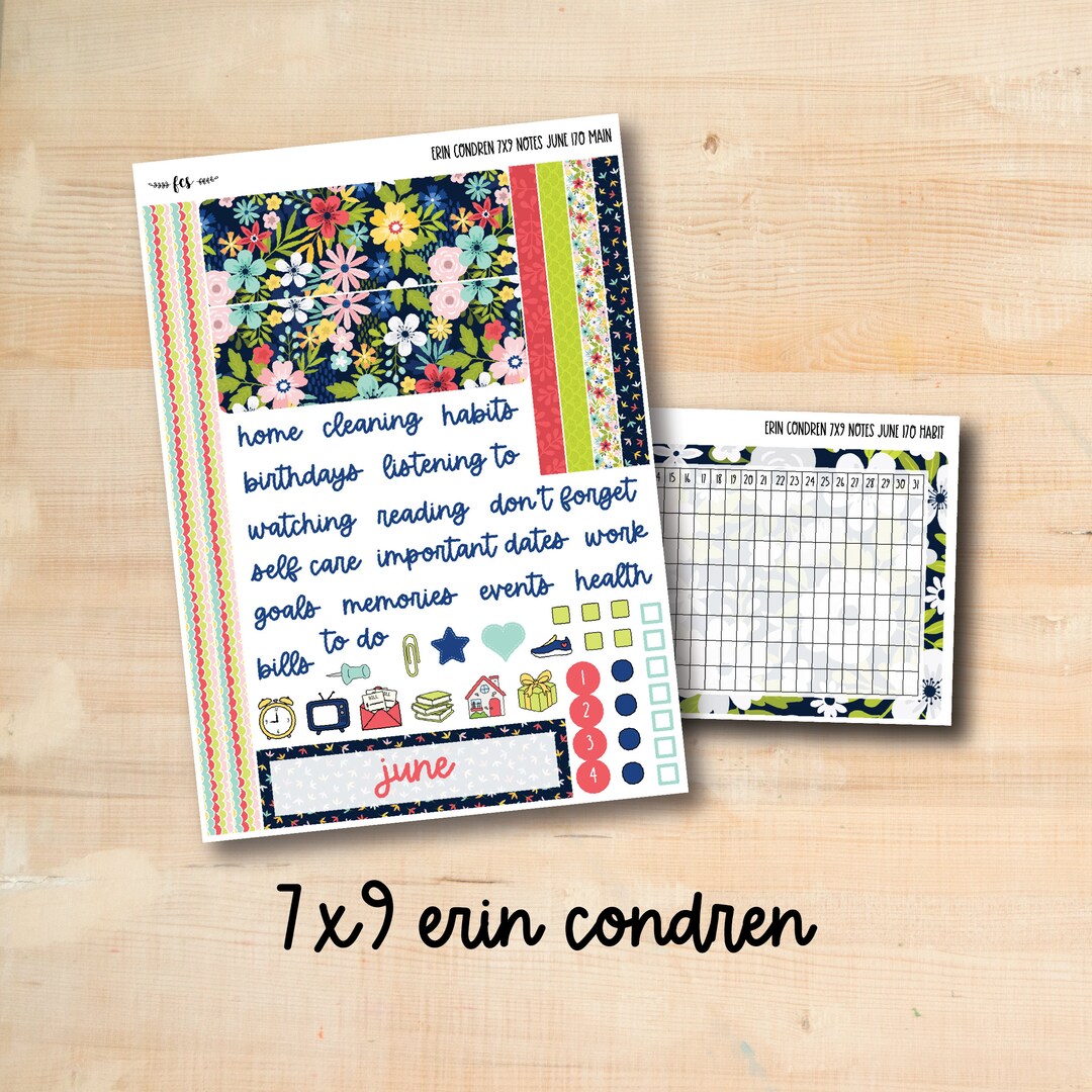 7x9 NOTES-JUNE170 HAPPY SUMMER 7x9 Erin Condren June Notes Page - Etsy