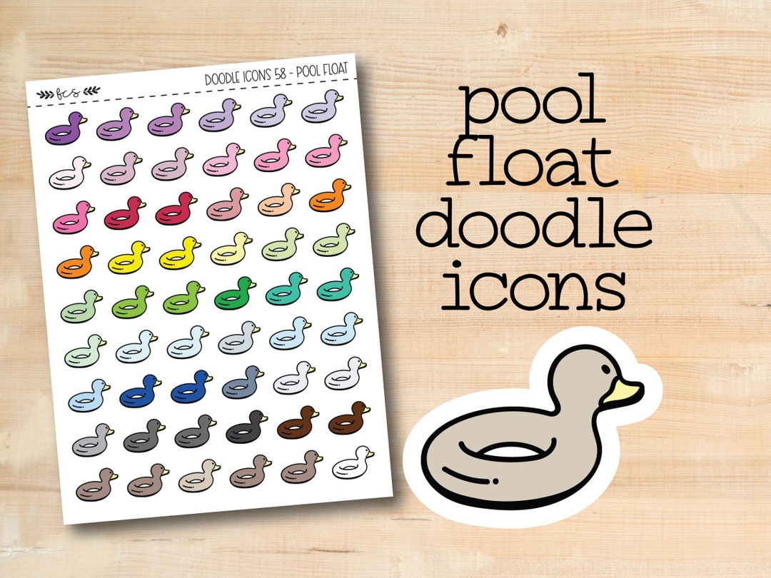 DOODLEICONS-58 POOL FLOAT Doodle Icon Planner Stickers - Etsy