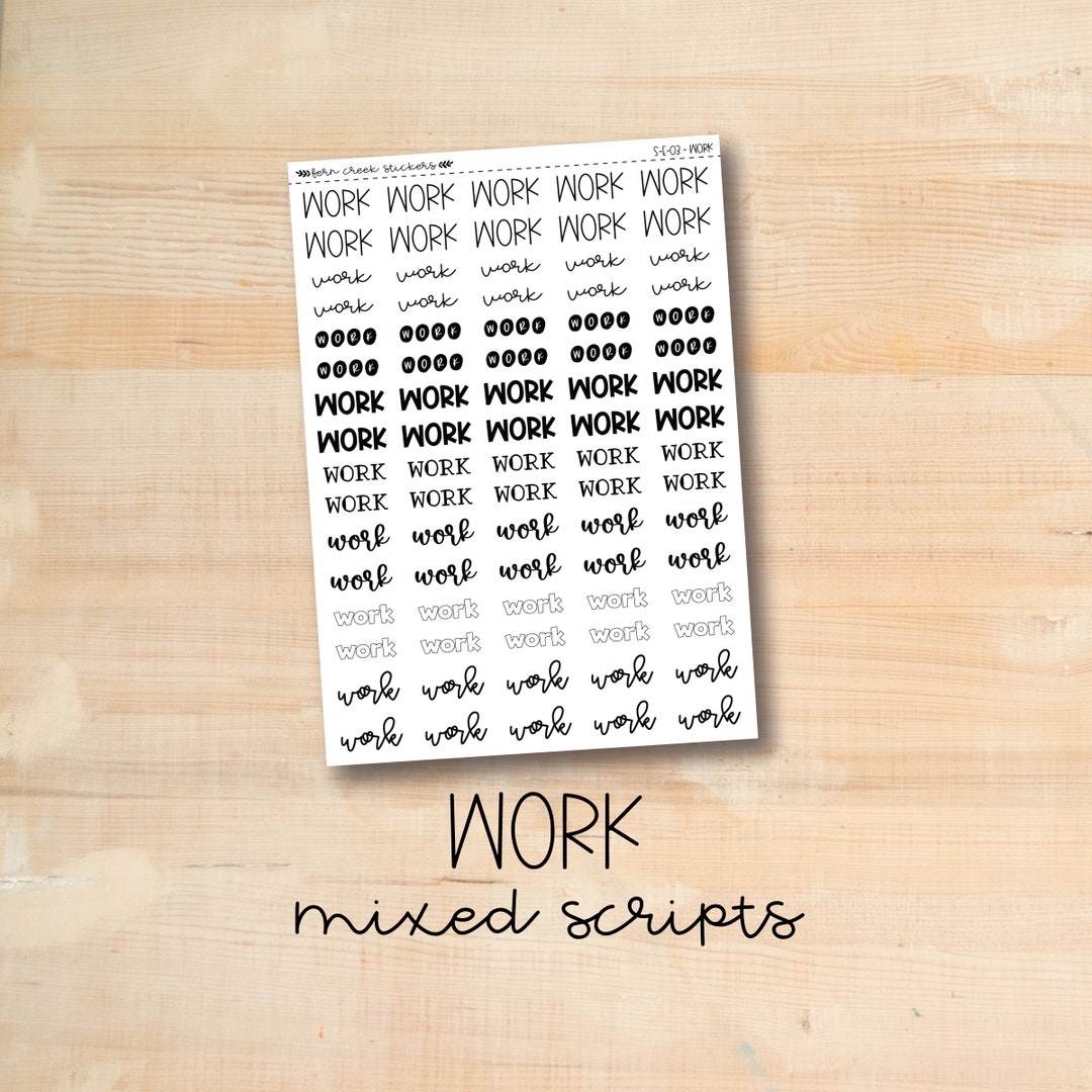 S-E-03 WORK Mixed Script Stickers - Etsy