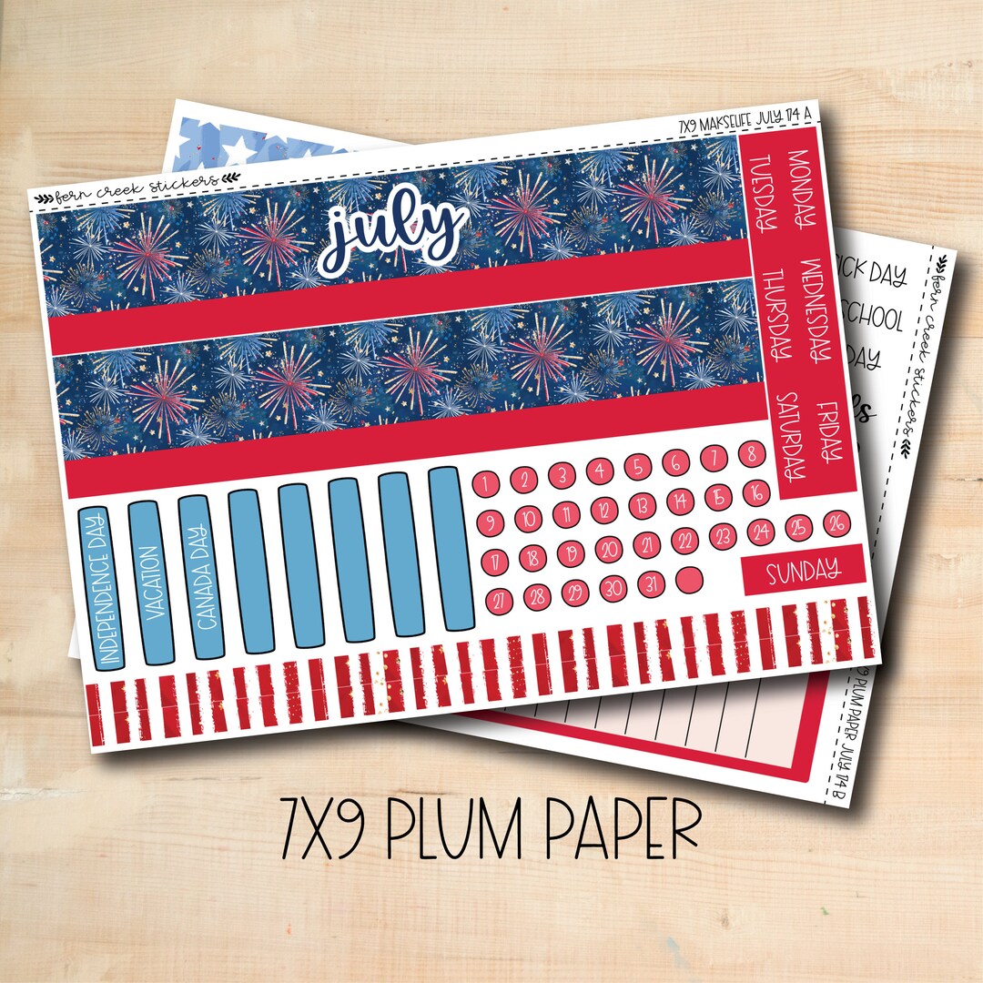 7x9 PLUM-174 FIREWORKS 7x9 Plum Paper July Monthly Kit - Etsy