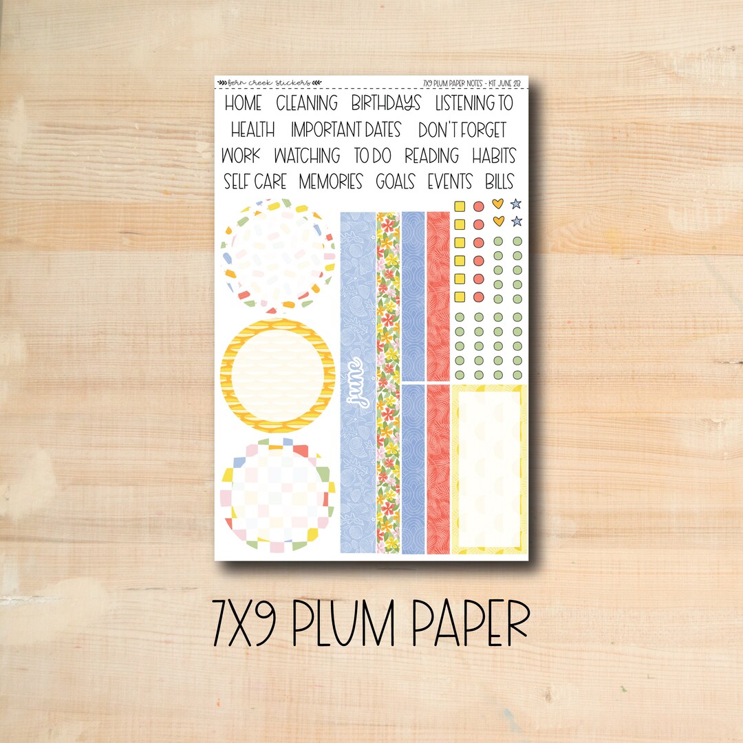 7x9 Plum NOTES-212 SUNNY DAYS 7x9 Plum Paper June Notes Page - Etsy