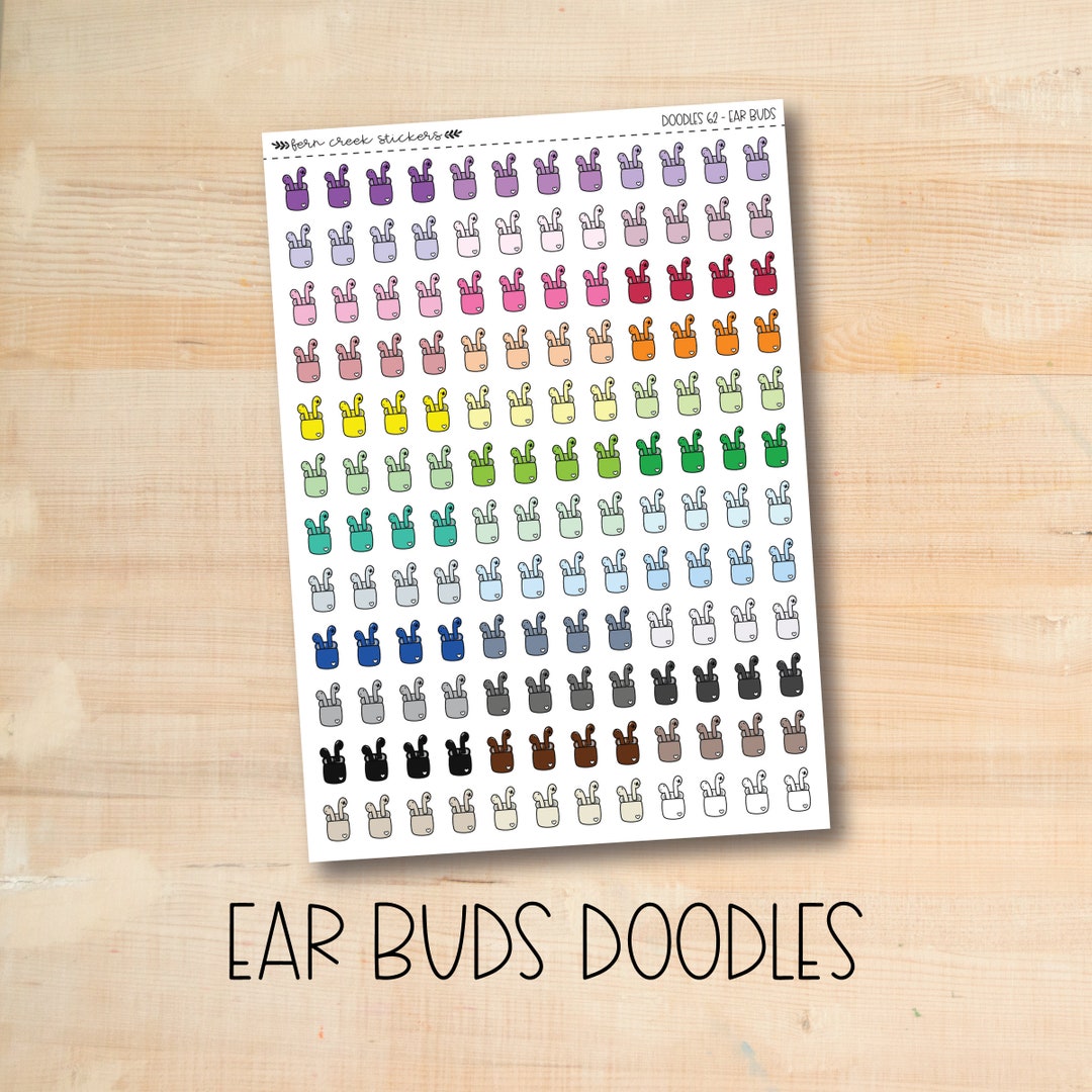 DOODLES-62 EAR BUDS Doodle Planner Stickers - Etsy