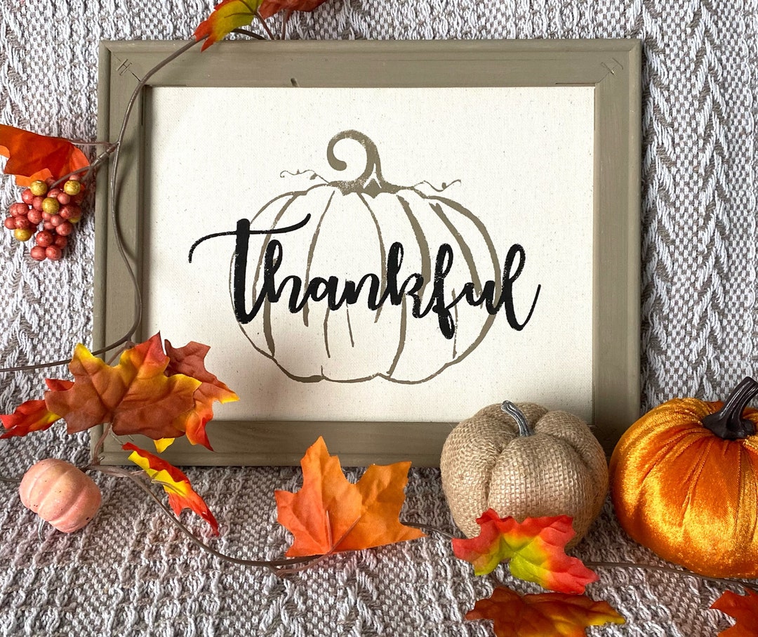 Rustic Thankful Pumpkin Sign | Farmhouse Thanksgiving Decor - Etsy