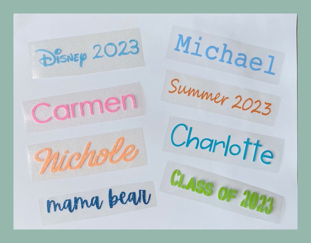 Name Iron-on Decals, Bright Color Name Labels, Neon Glitter Name Iron ...