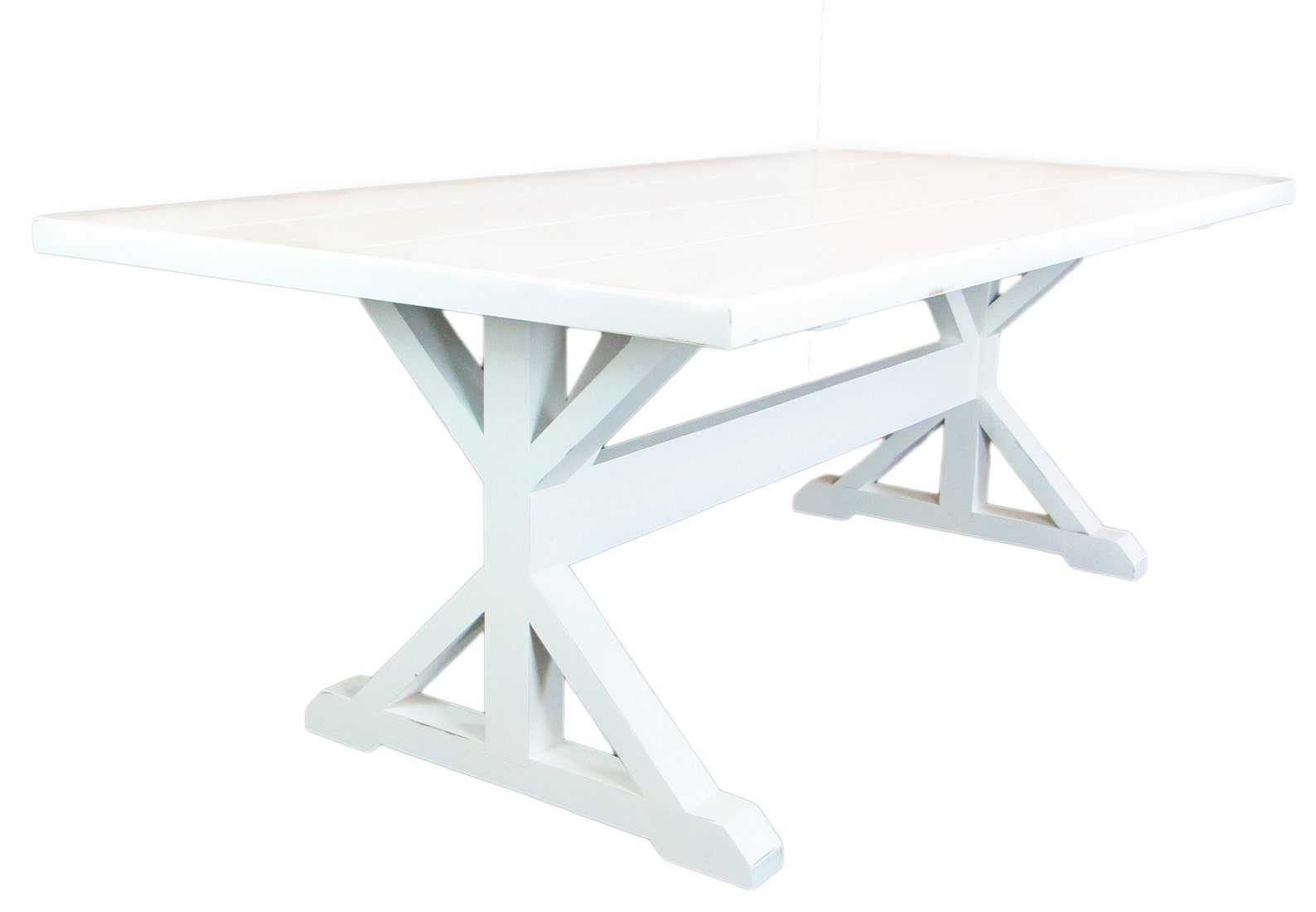 Craftsman X Trestle Base Dining Table | Farmhouse Cottage Trestle Table ...