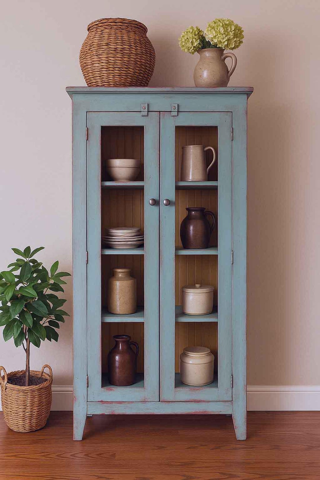 Handcrafted Shaker Jelly Cupboard: Farmhouse Kitchen Hutch, Solid Wood ...