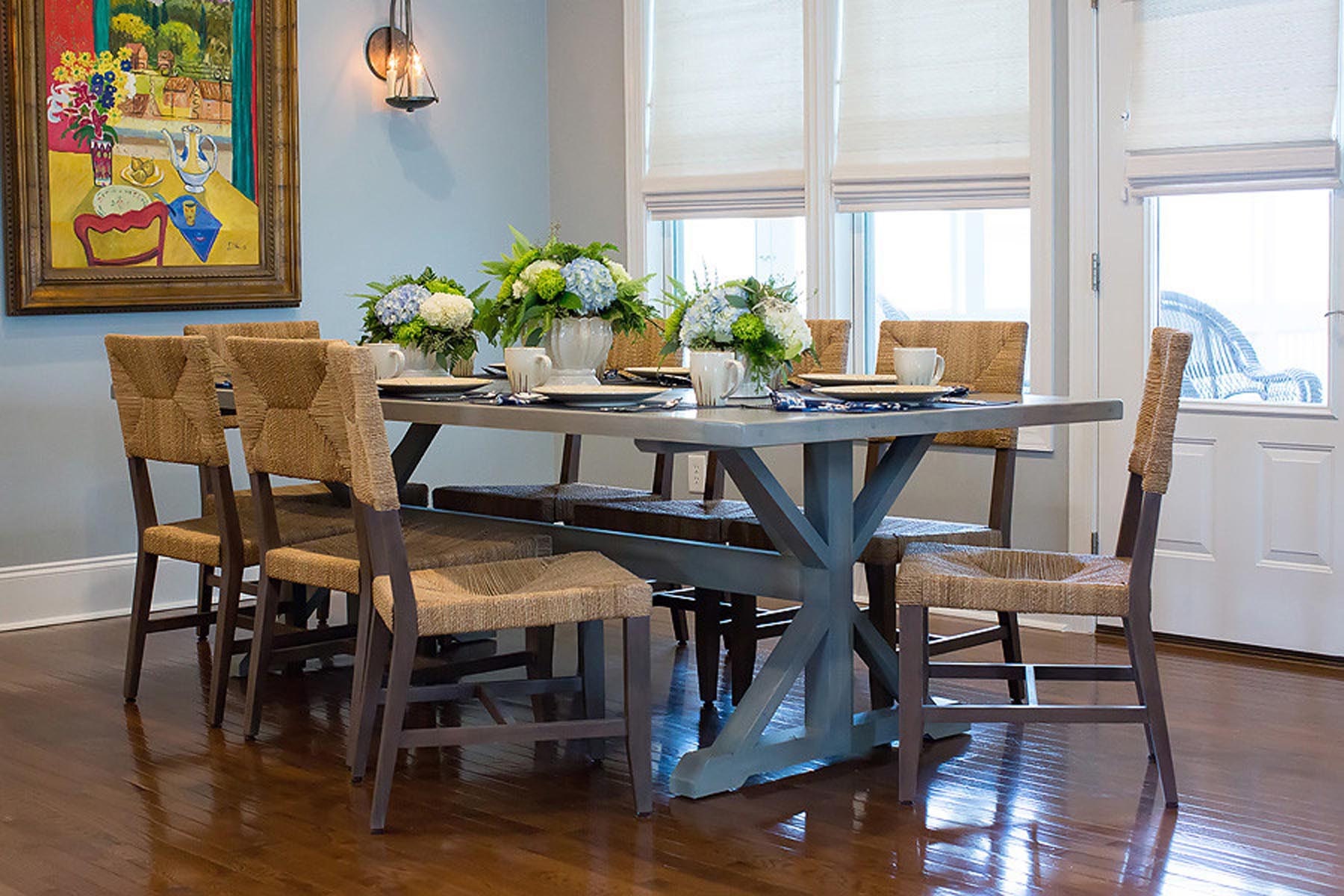 Craftsman X Trestle Base Dining Table | Farmhouse Cottage Trestle Table ...