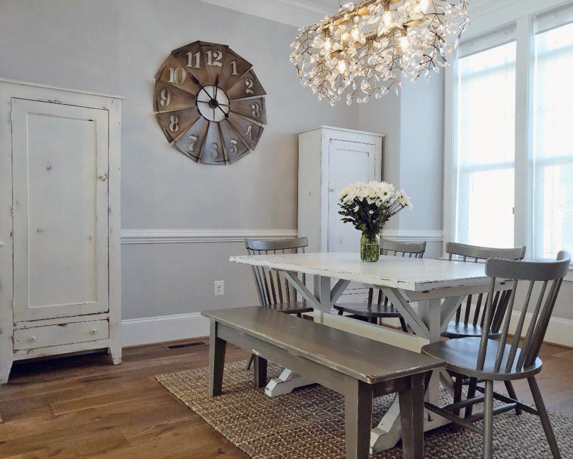 Craftsman X Trestle Base Dining Table | Farmhouse Cottage Trestle Table ...