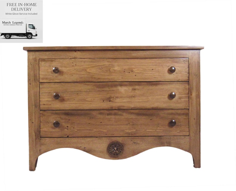 Farmhouse 3 Drawer Chest – Solid Pine Bedroom Dresser | Rustic Storage ...