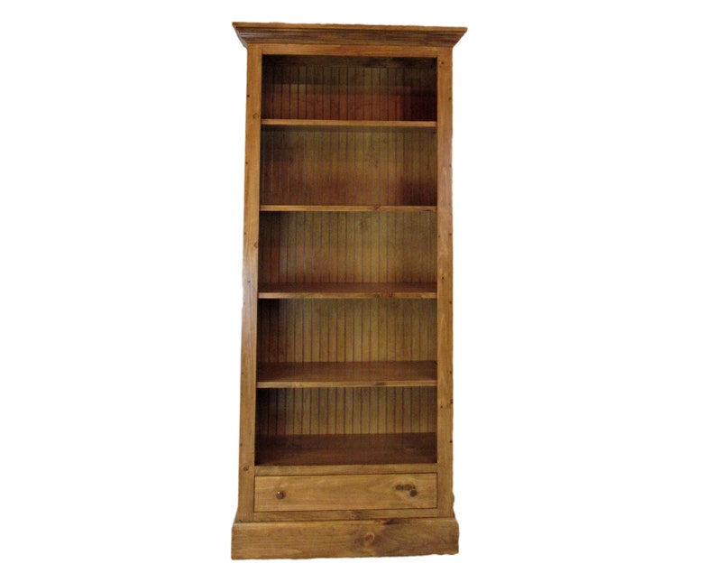 Rustic Pine Bookcase Tall Bookshelf William Bookcase With Drawer ...