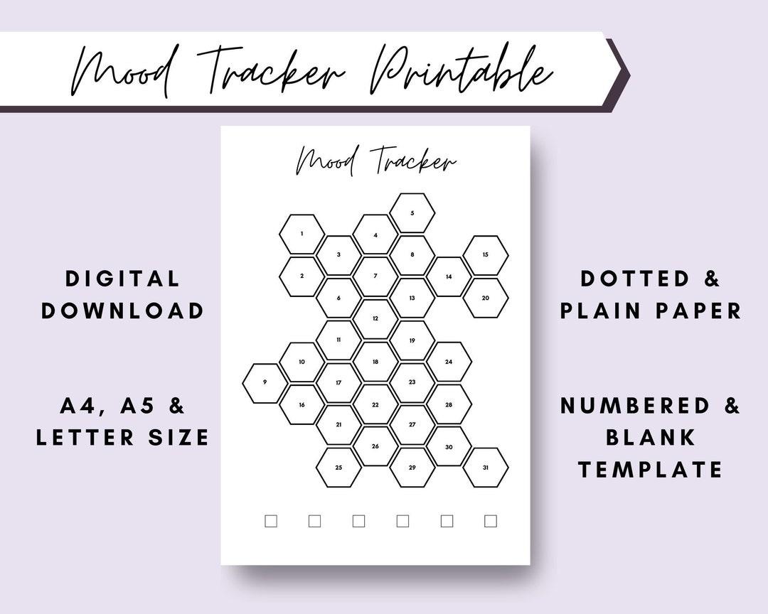 Honeycomb Mood Tracker, Bullet Journal Printable, Mood Chart, Journal ...