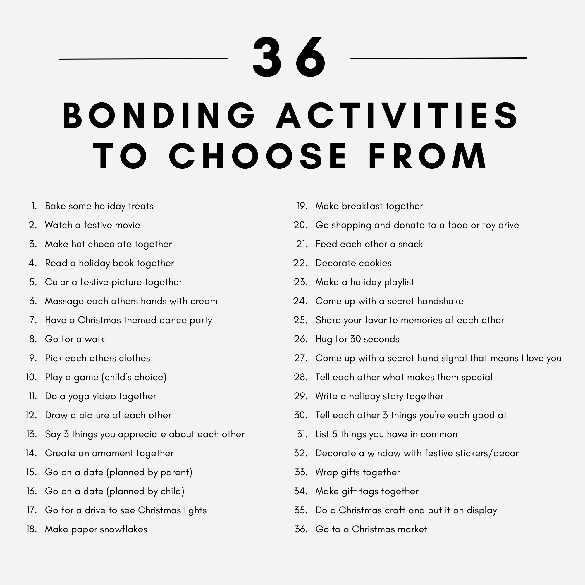 Printable Advent Calendar Family Bonding Activities Kids - Etsy