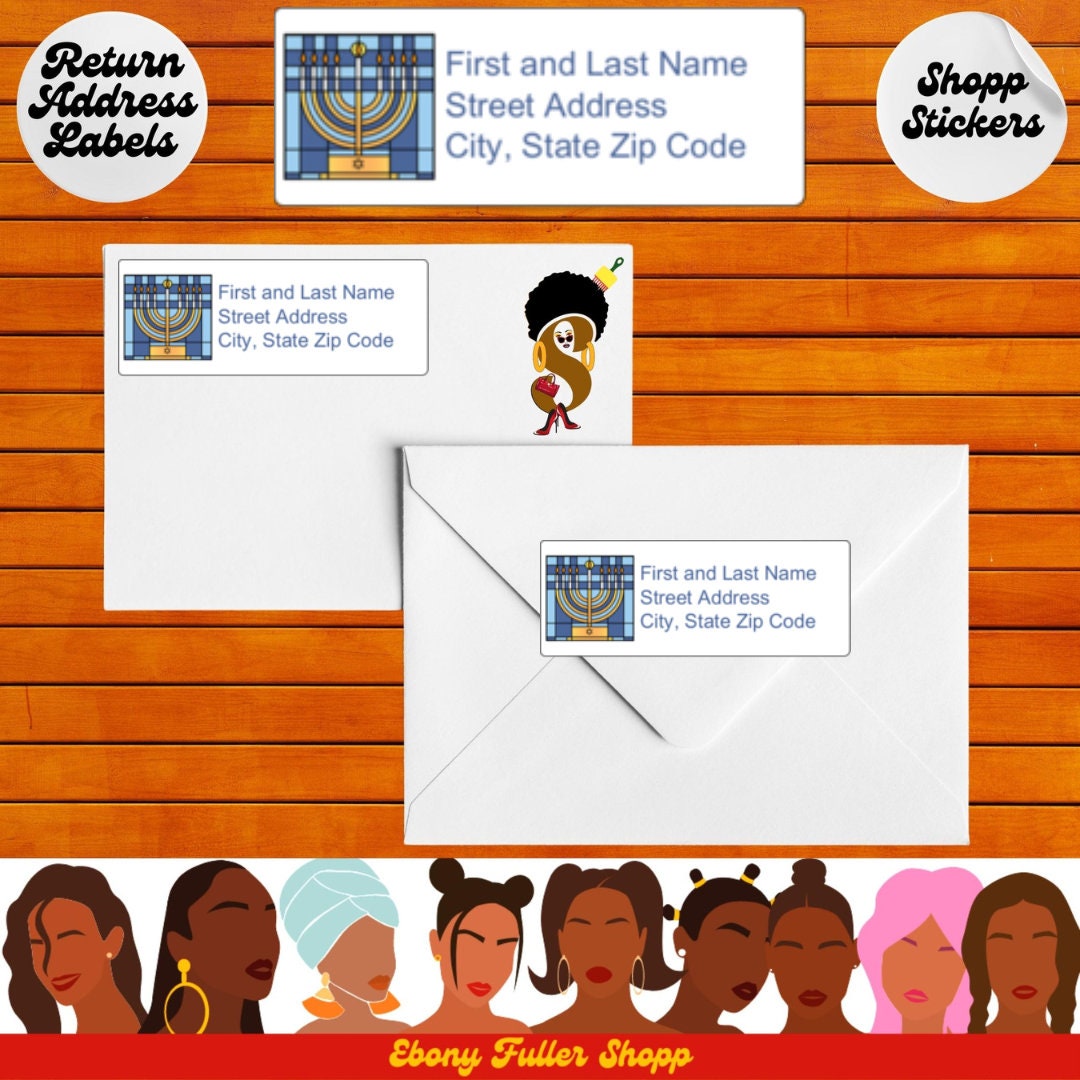 Hanukkah Return Address Labels Thank You Stickers Hanukkah Stickers ...