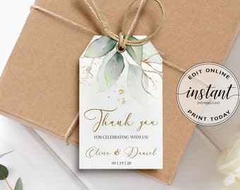 Boho Floral Wedding Favor Tags Printable Editable Wedding | Etsy