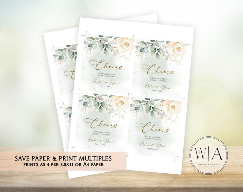 Greenery Bottle Label Templates Editable Wedding Wine Labels - Etsy