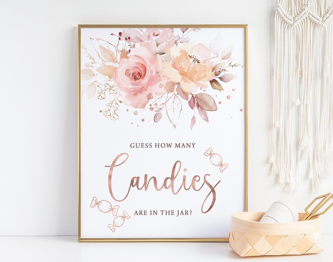 Guess How Many Sign Printable Guess How Many Bridal Shower Game Pink ...