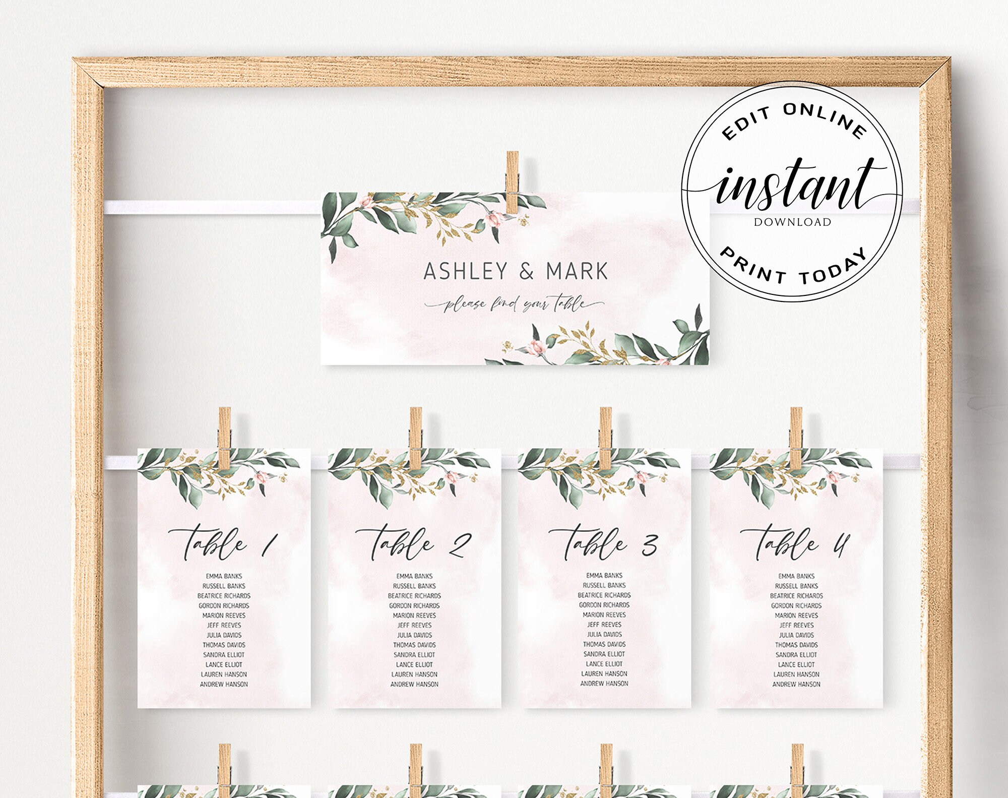 Editable Seating Chart Template Printable Wedding Seating Plan | Etsy