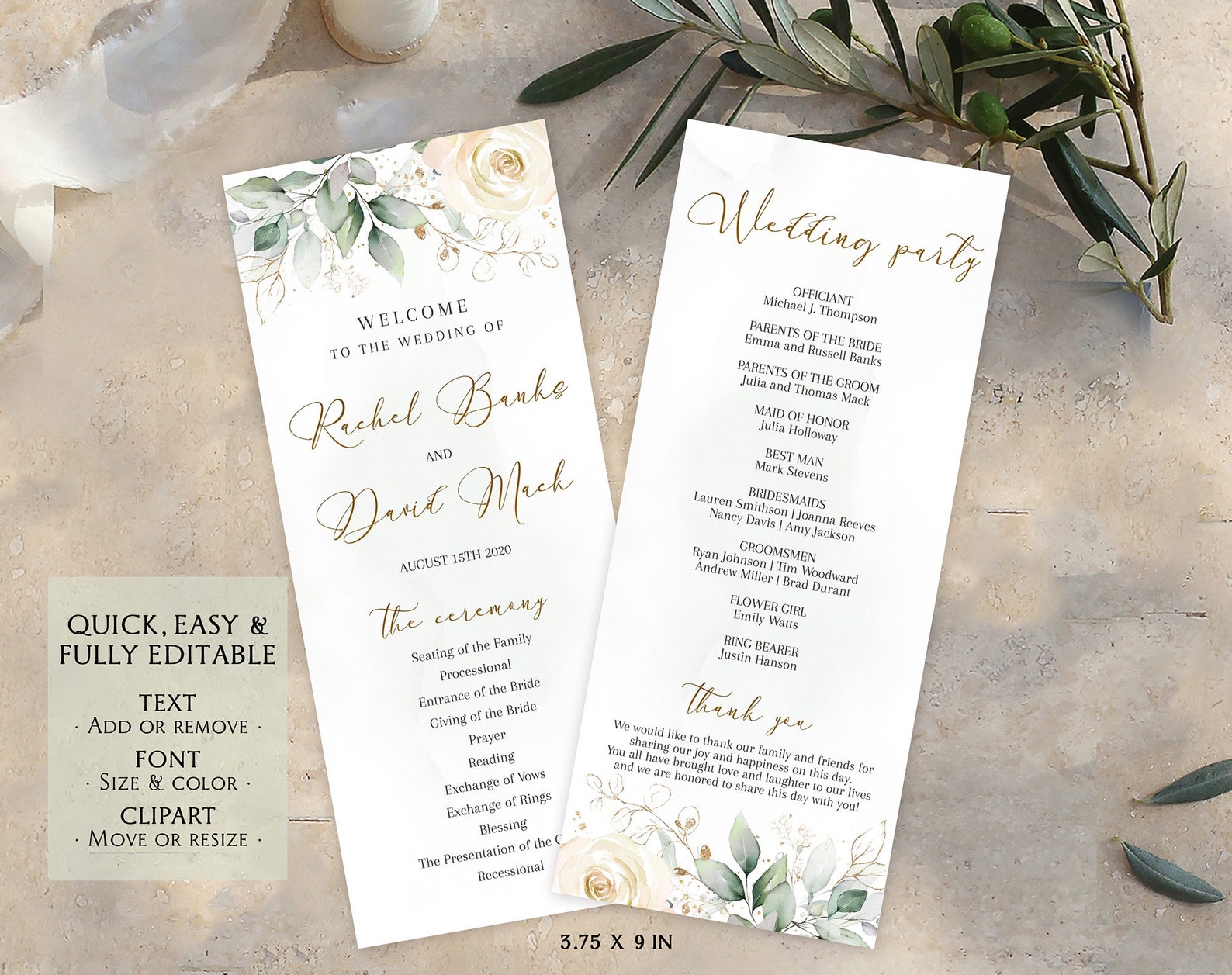Editable Wedding Program Template Boho Floral Wedding Program - Etsy