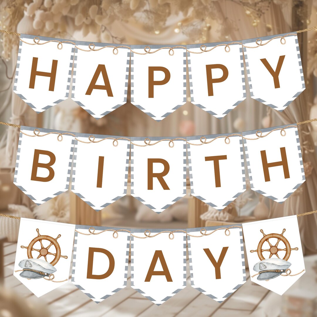 Nautical Happy Birthday Banner | Sailing Into ONE, Sailor, Marine Boys ...