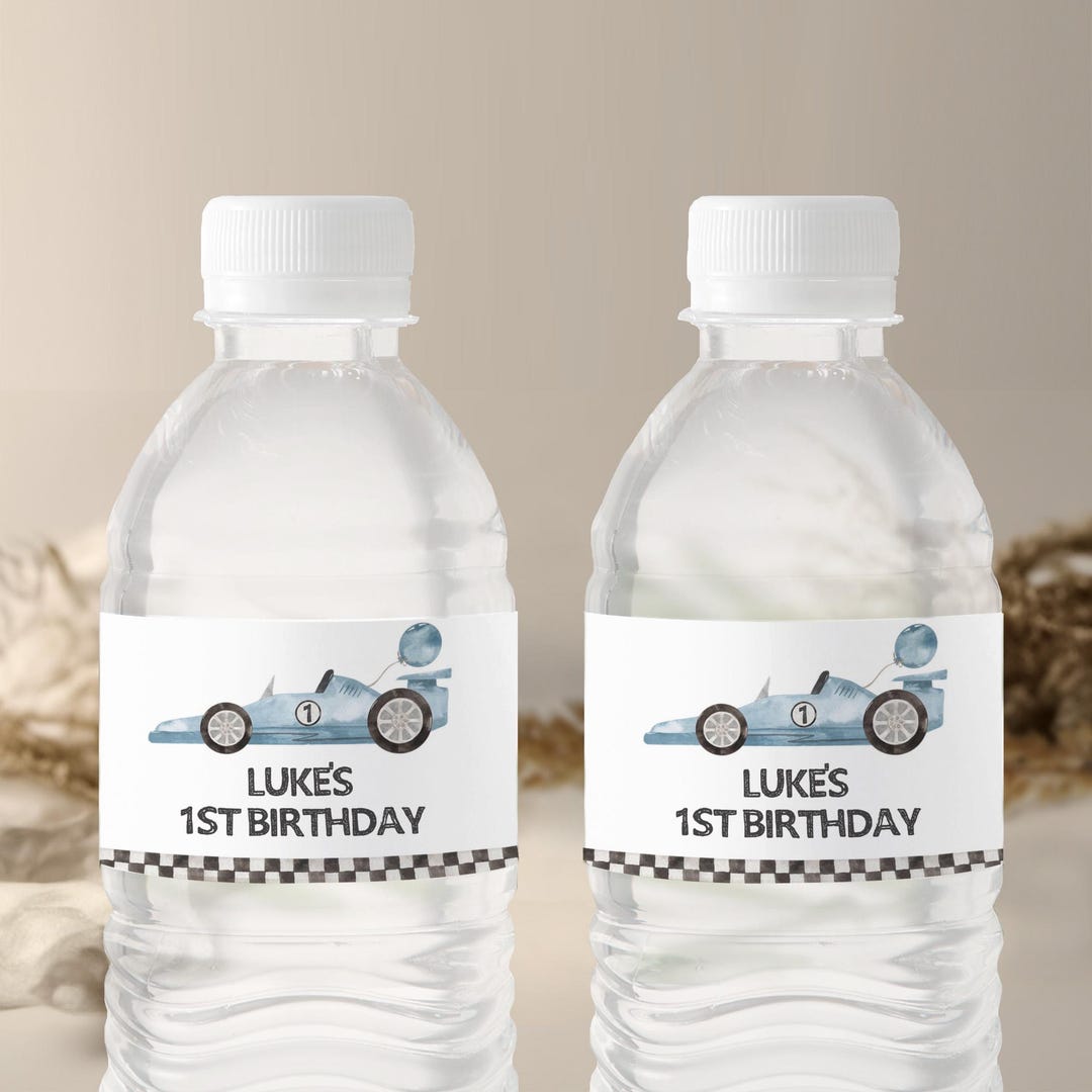 Water Bottle Labels | Race Car, Fast ONE, Racing Car, Our Little Racer ...