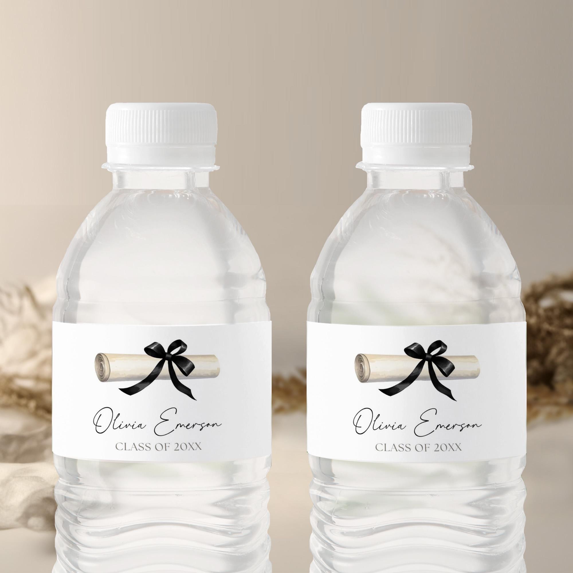 Grad Party Water Bottle Labels, Black Ribbon Graduation Favors, Class ...