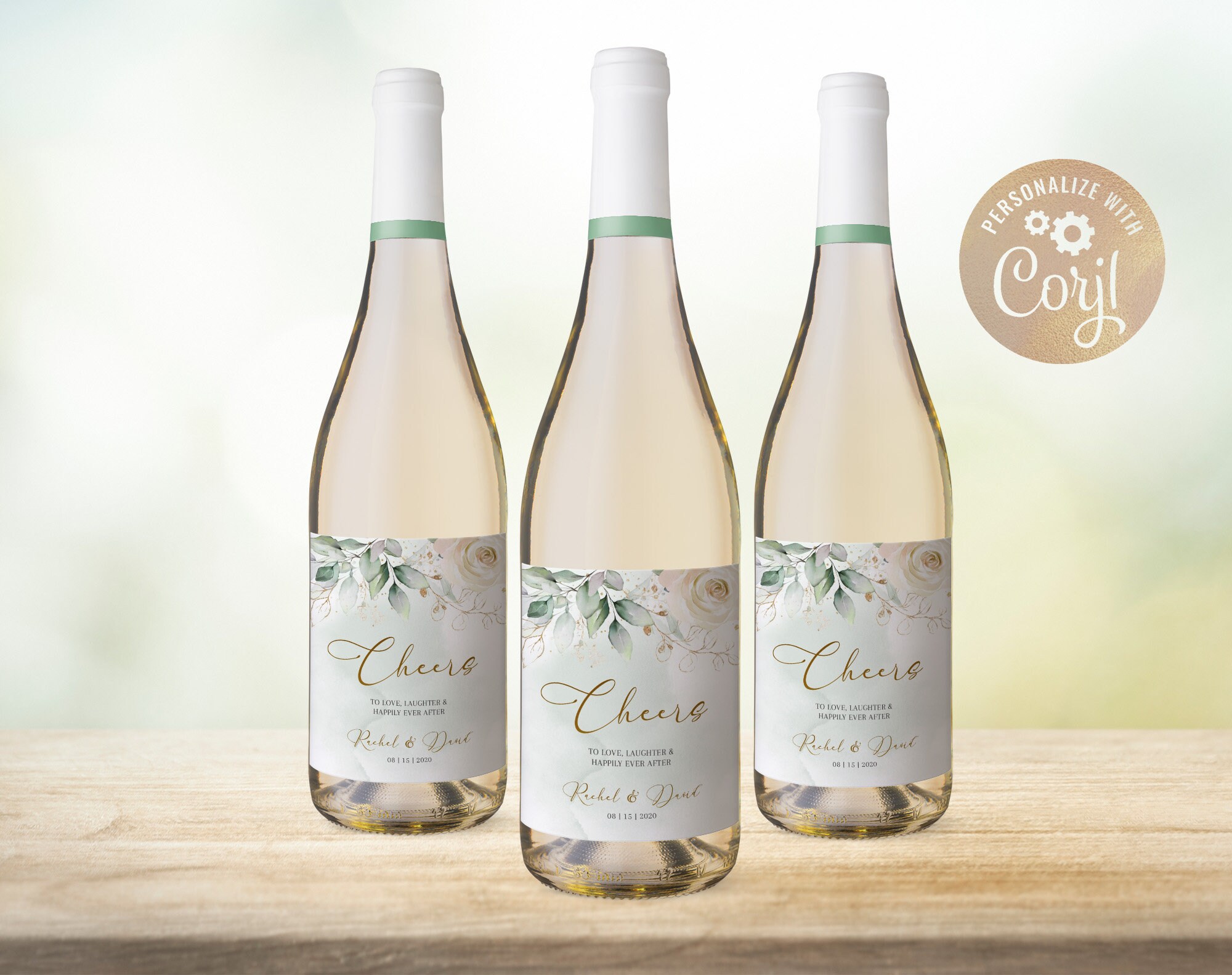 Greenery Bottle Label Templates Editable Wedding Wine Labels - Etsy