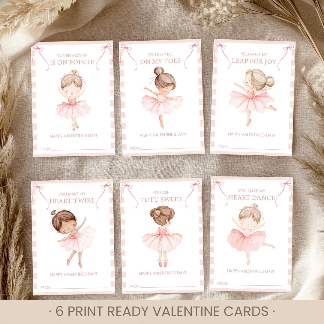 Ballerina Valentine Cards, Girls Valentine Day Card, Funny Kids ...