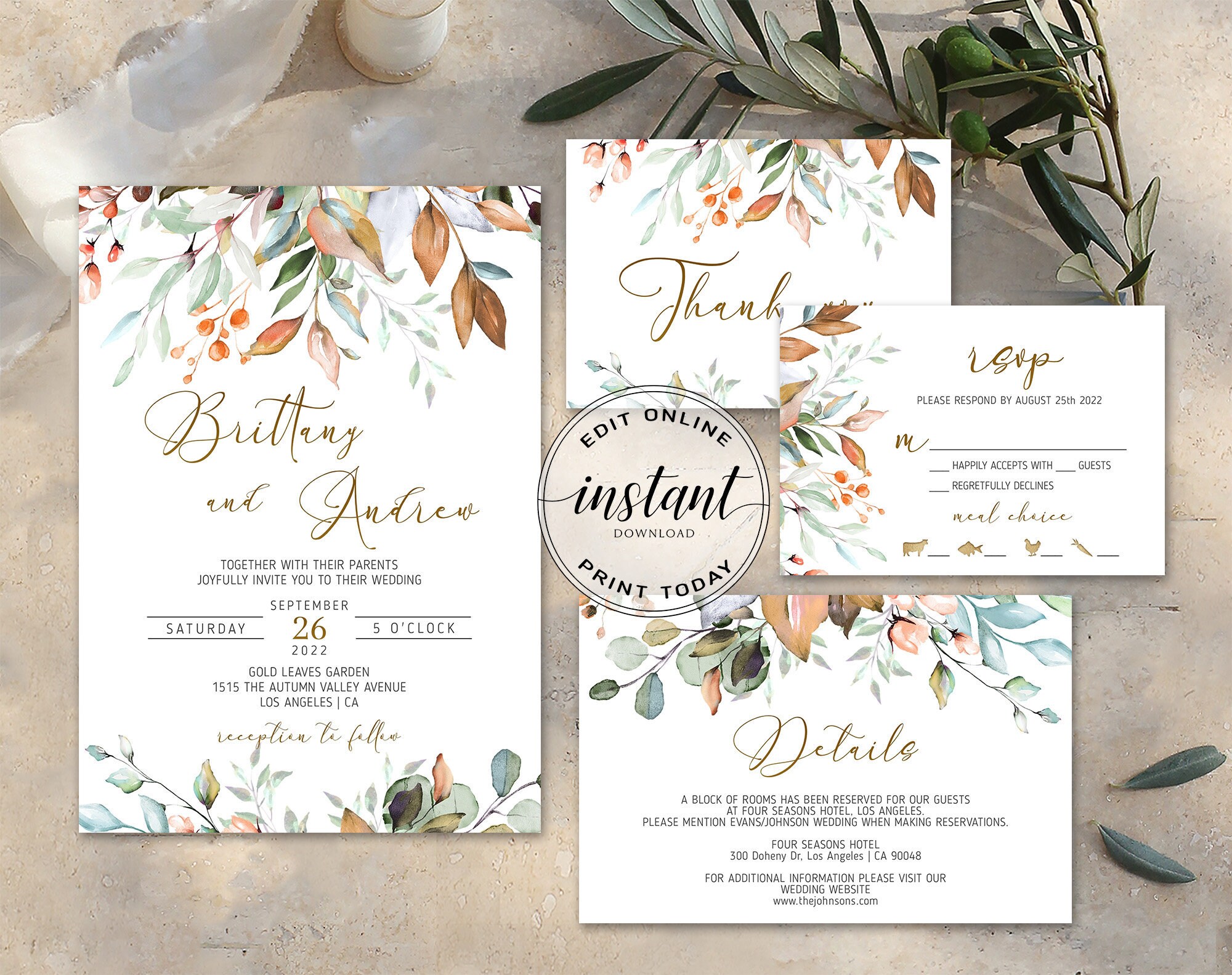 Editable Wedding Invitation Suite Printable Wedding Invitation | Etsy