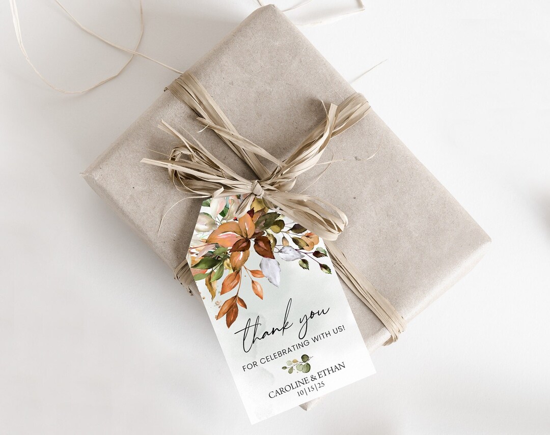 Wedding Favor Tags Autumn Leaves, Terracotta, Burnt Orange, Boho Rustic ...