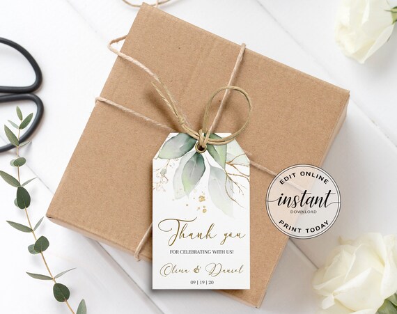 Boho Floral Wedding Favor Tags Printable Editable Wedding | Etsy