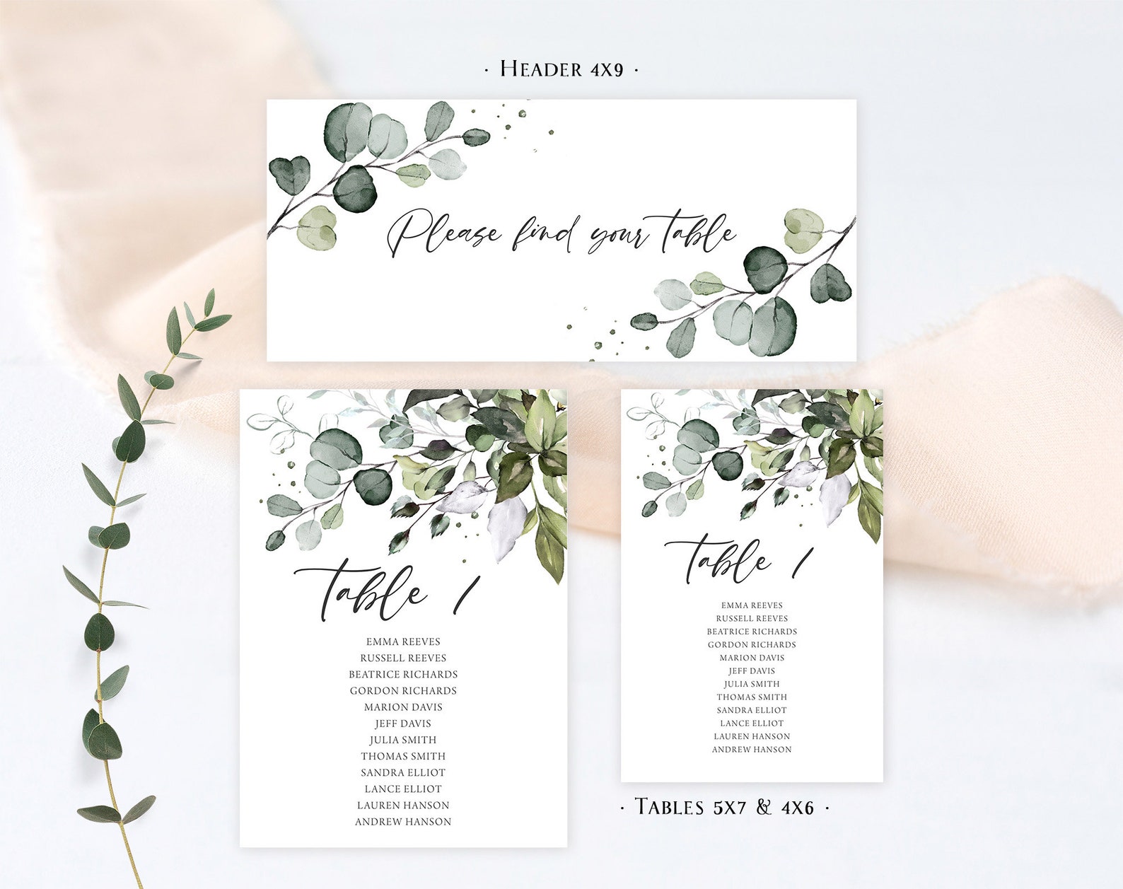 Greenery Wedding Seating Chart Printable Seating Chart | Etsy