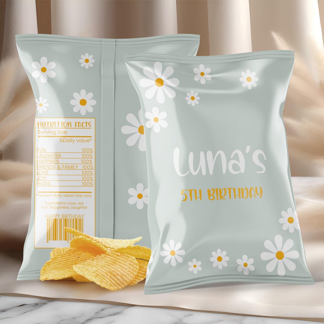Chips Bag Template, Girls Birthday Favors | Daisy, Little Miss ...