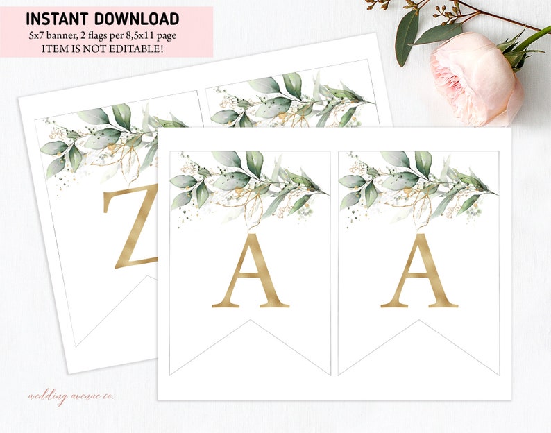 Greenery Wedding Shower Party Banner Printable Personalized - Etsy