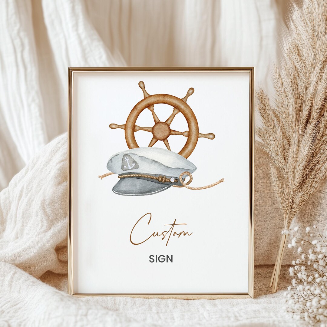 Printable Custom Party Sign | Nautical, Sailing Into ONE, Marine Boy ...