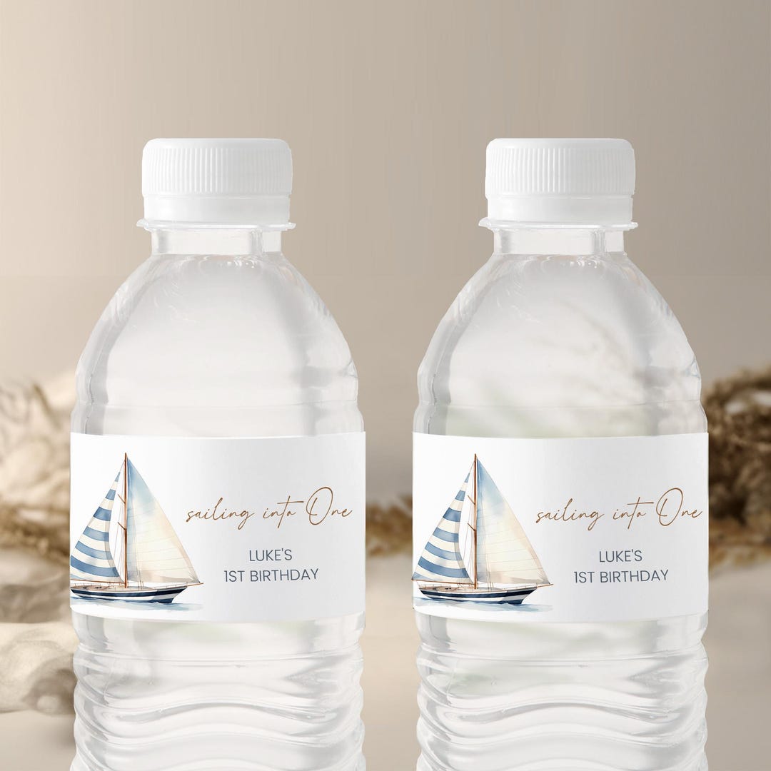 Water Bottle Labels | Nautical, Sailboat, Our Little Sailor Boys 1st ...