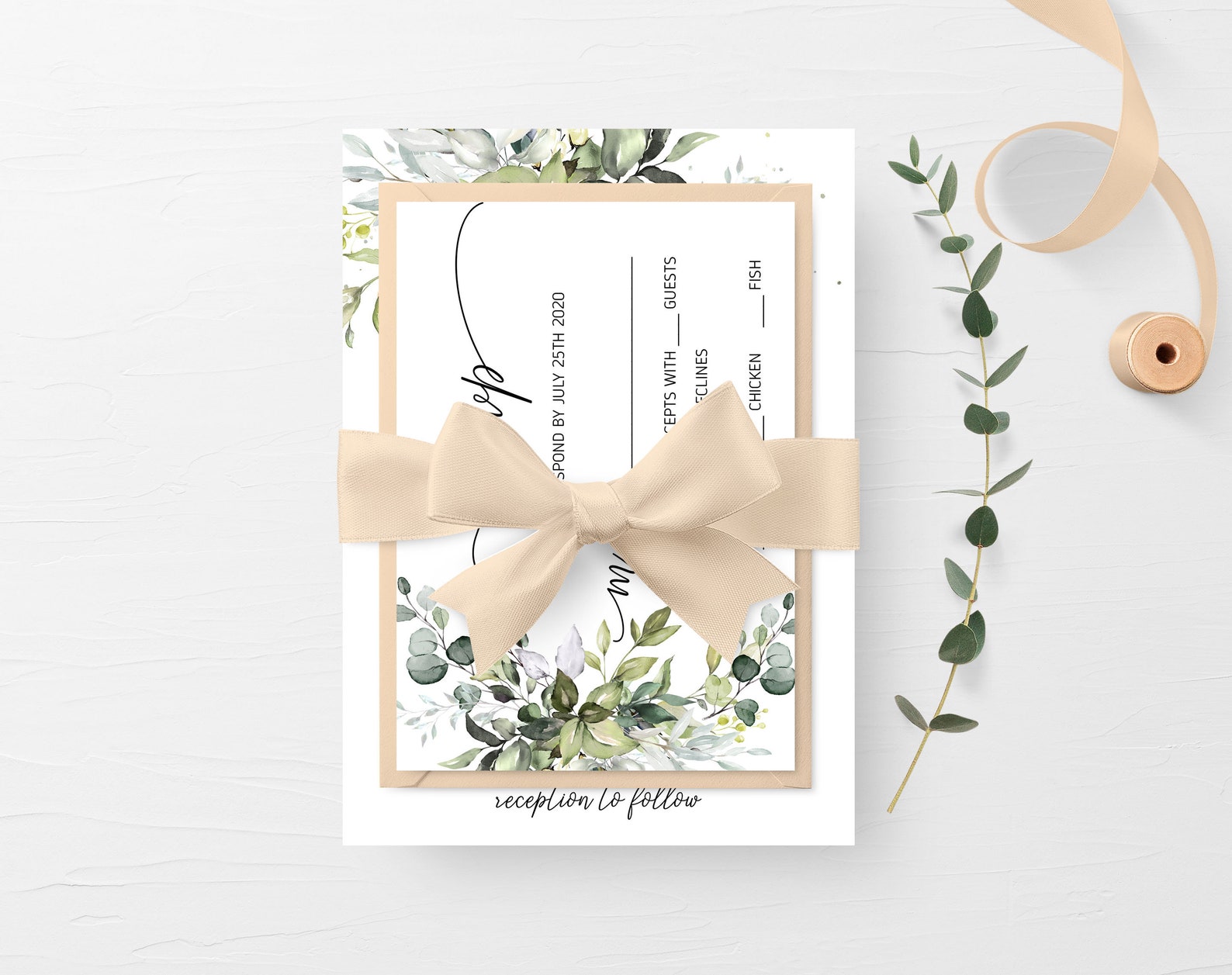 Greenery Wedding Invitation Template Printable Wedding | Etsy