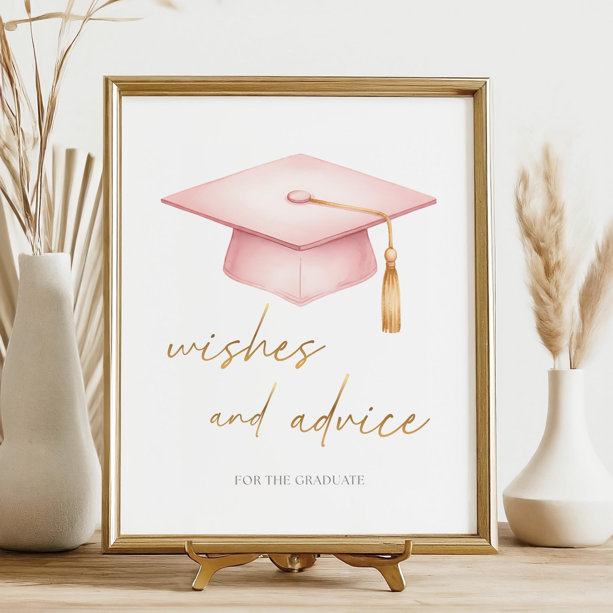 Graduation Party Sign Bundle, Pink Gold Cap & Tassel Decor, Class of ...