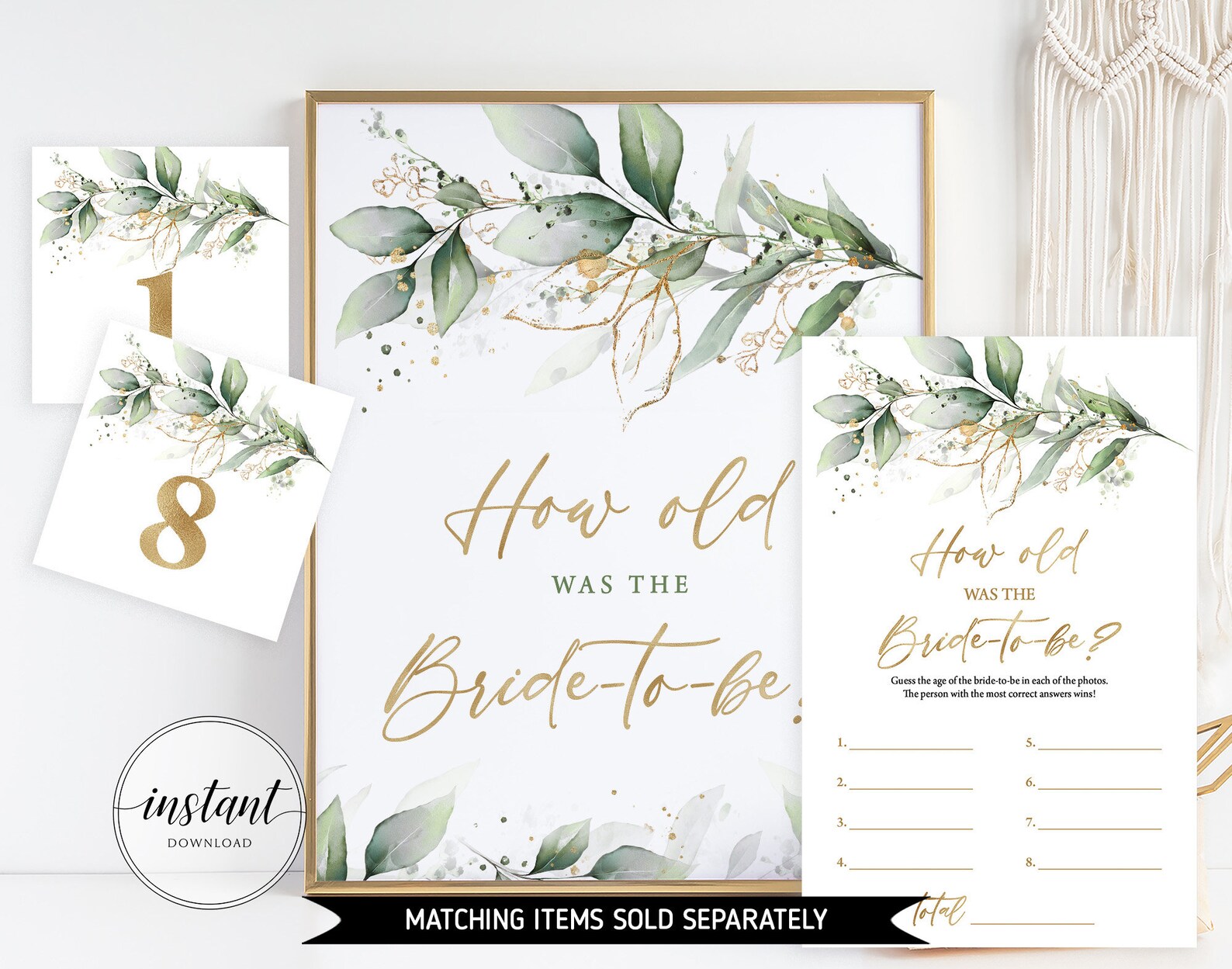 Greenery Wedding Shower Party Banner Printable Personalized Bridal ...