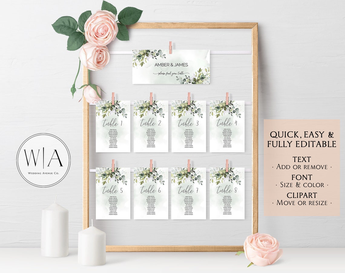Editable Seating Plan Template Printable Seating Chart - Etsy Canada