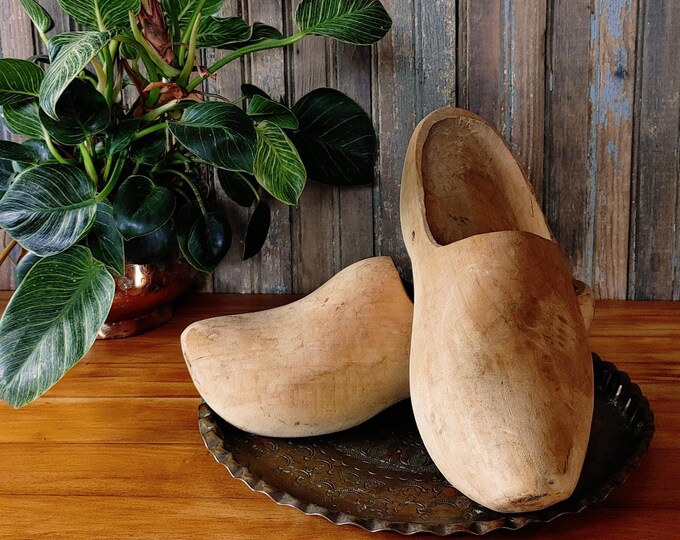 Antique Hand Carved Wooden Clogs / Vintage Dutch Klompen Weathered ...