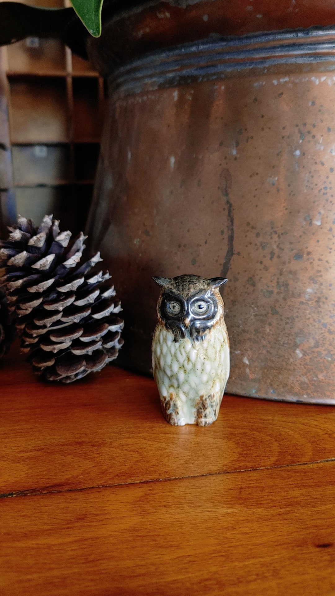 Vintage Ceramic Screech Owl Figurine / Retro Wise Old Owl With Highly ...