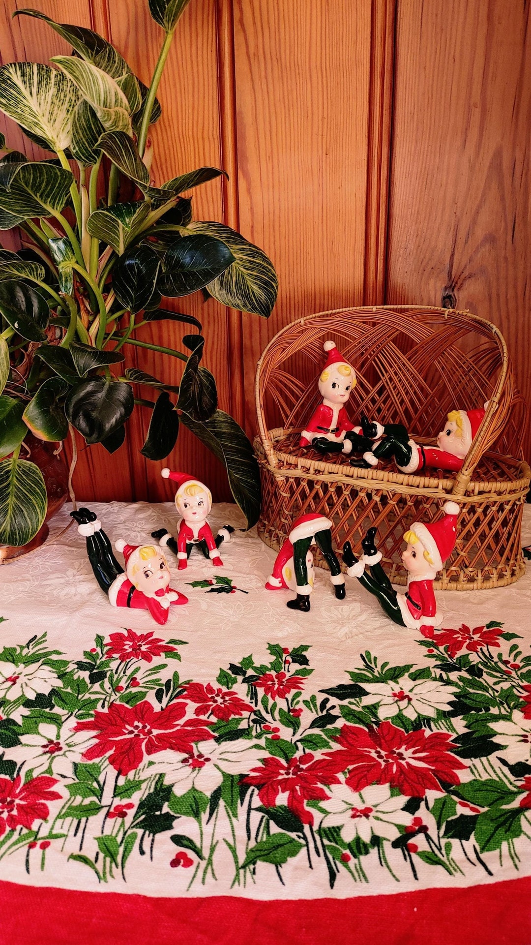Complete Set of Mid Century Tumbling Pixies / Vintage Christmas Elves ...