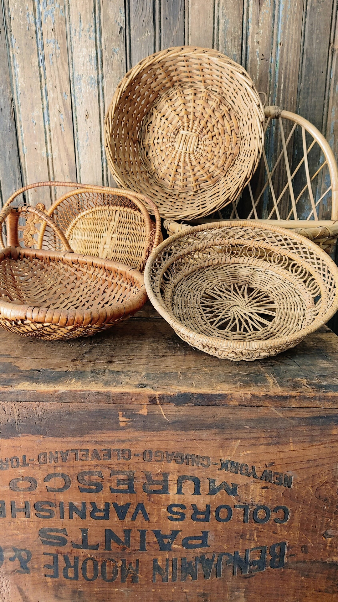 Vintage Boho Basket Grouping / Hippy Wall Decor / Gatherer, Forager ...