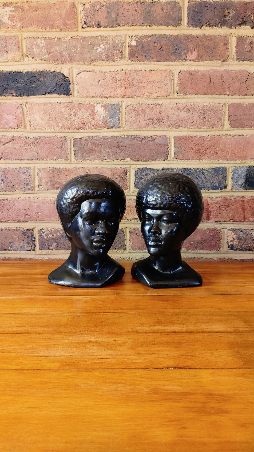 Pair of Mid Century Hand Painted Ceramic African American Busts ...