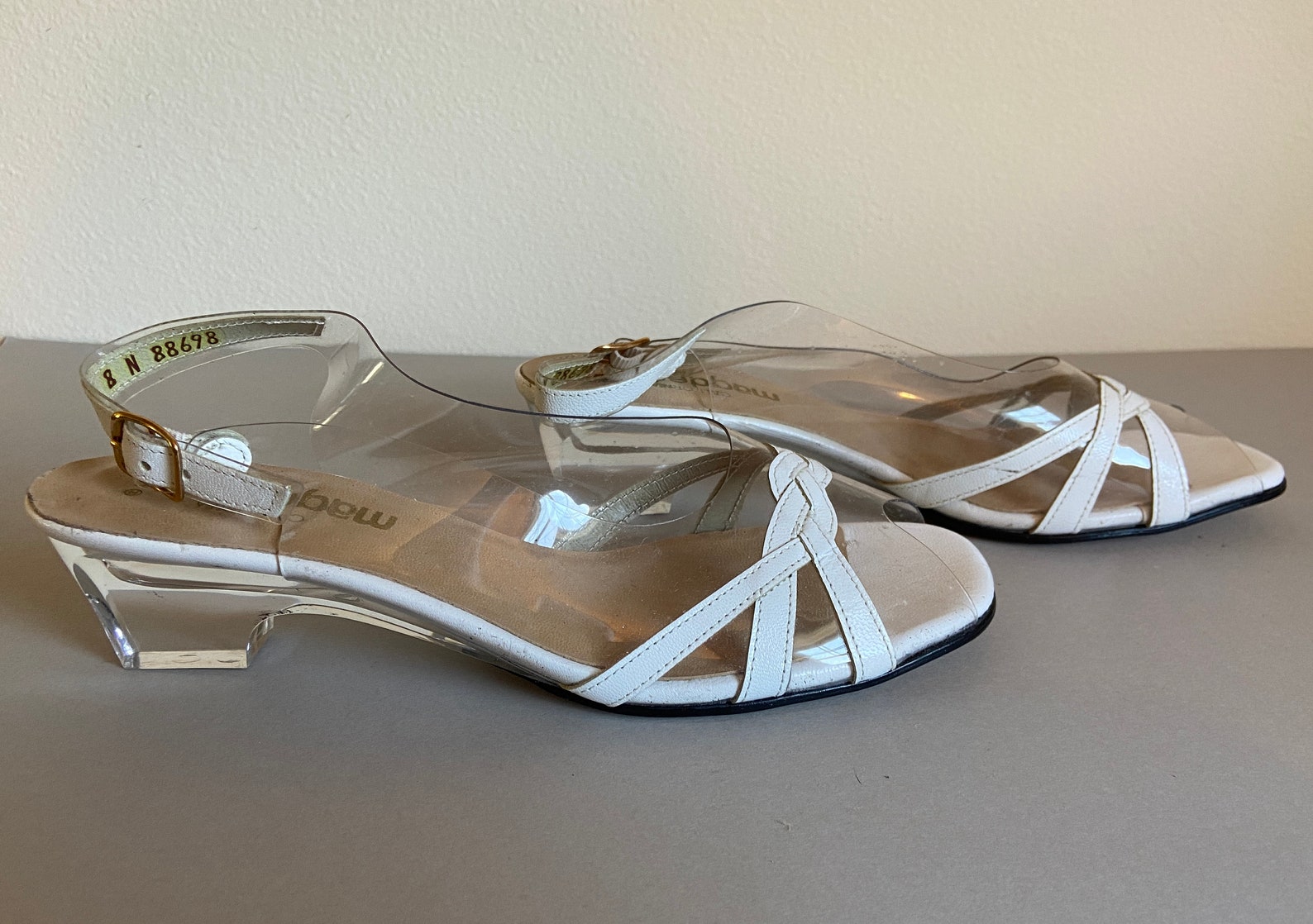 Vintage 70s California Magdesians White Leather Peep Toe Heels. Vintage ...
