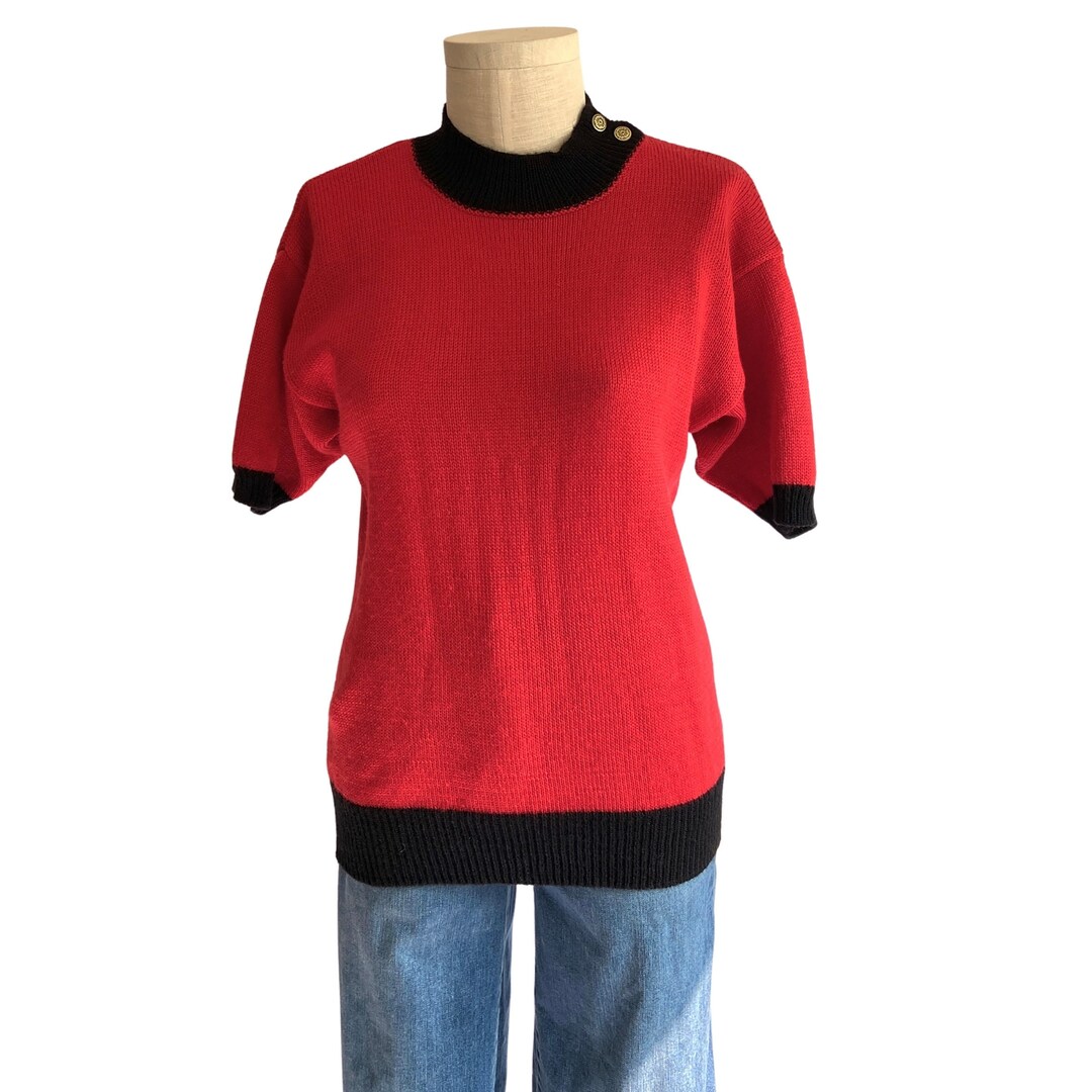 Vintage Koret Red Short Sleeve Sweater Medium 1980s 1990s - Etsy España