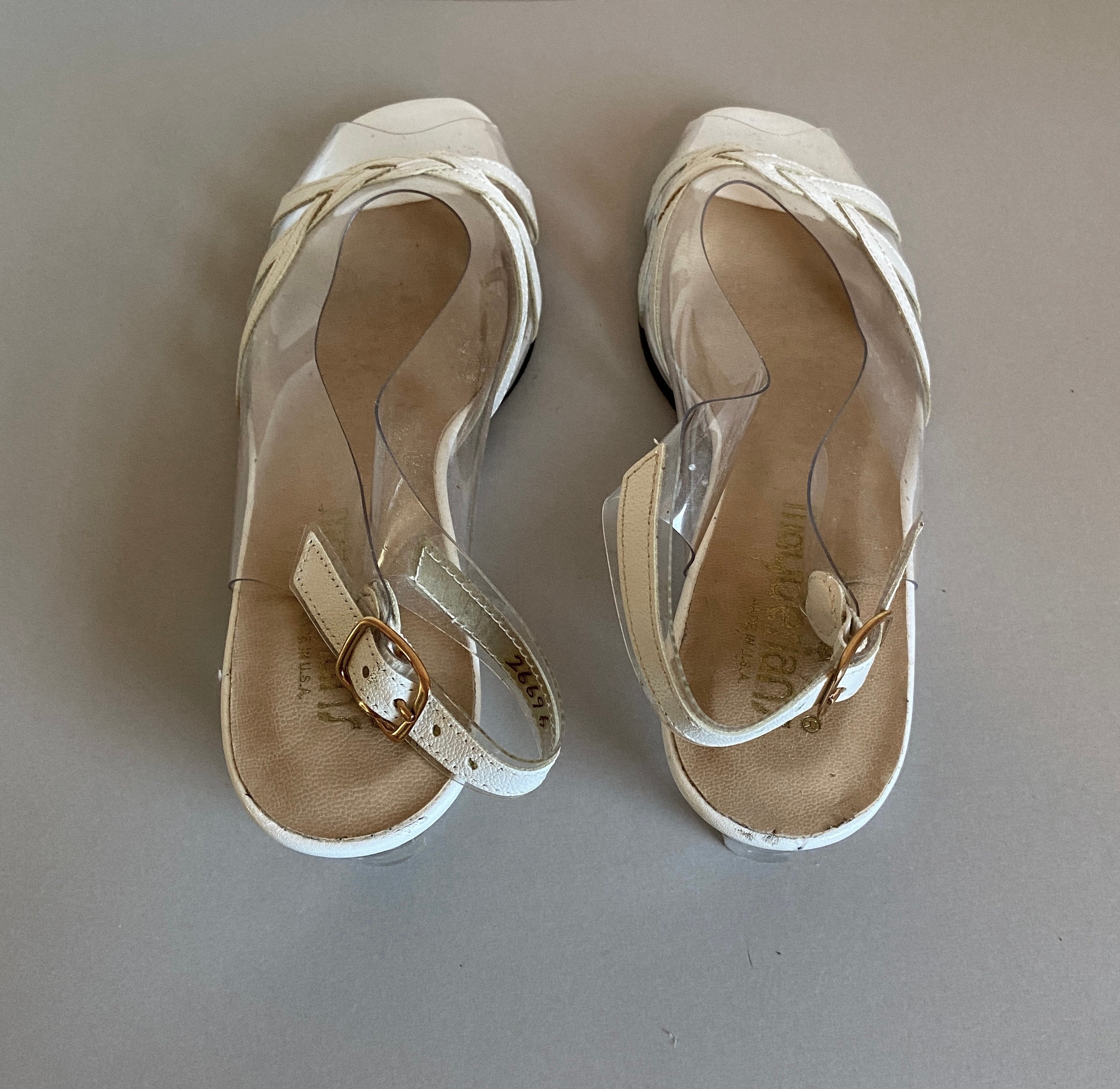 Vintage 70s California Magdesians White Leather Peep Toe Heels. Vintage ...