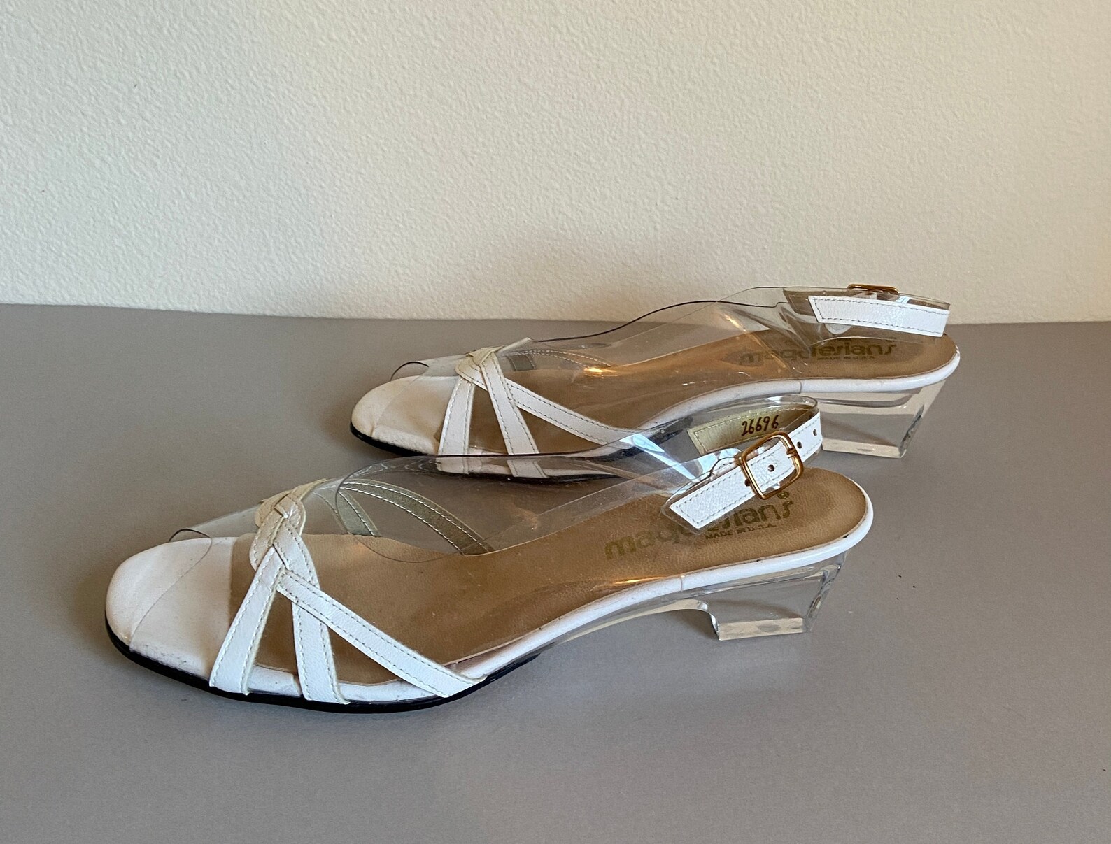 Vintage 70s California Magdesians White Leather Peep Toe Heels. Vintage ...