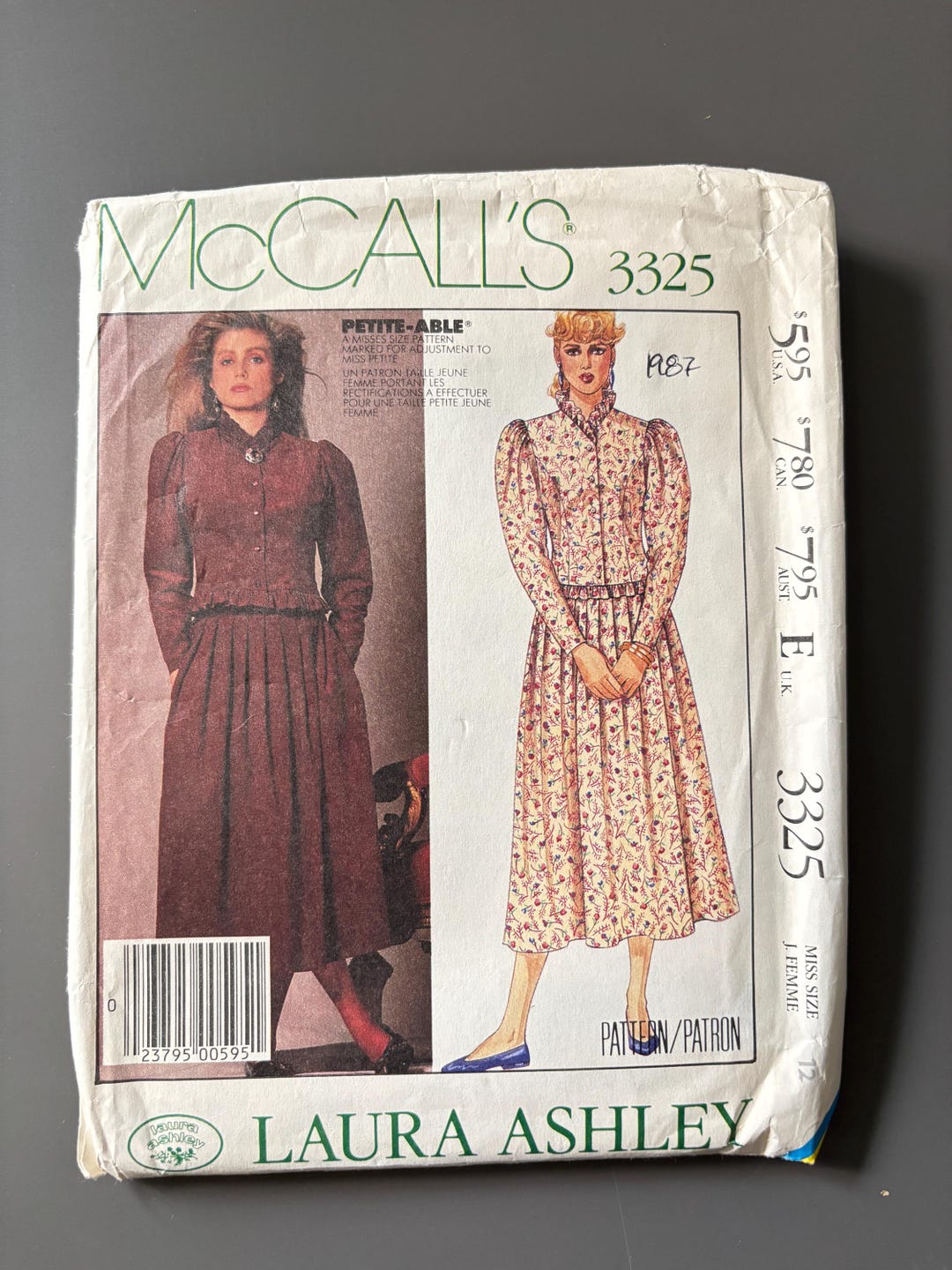 Laura Ashley Cottage 80s Mccalls Sewing Pattern Size 12 Bust 34 Inches ...